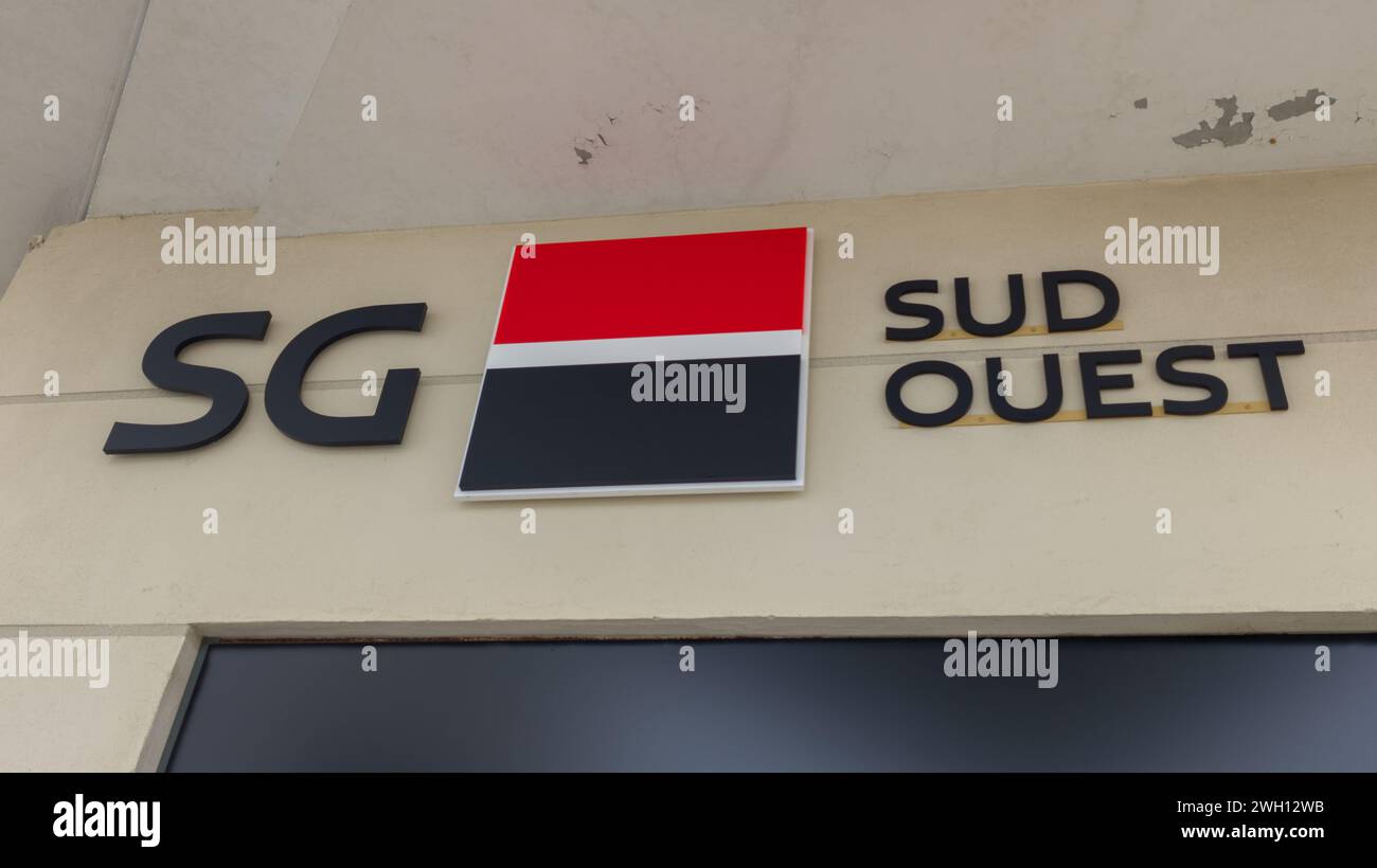 Bordeaux , France - 02 05 2024 : sg sud ouest societe generale french ...