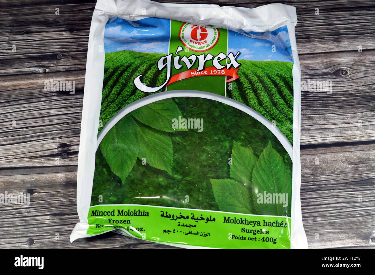 Cairo, Egypt, February 4 2024: Givrex Frozen Mulukhiyah, molokhia ...