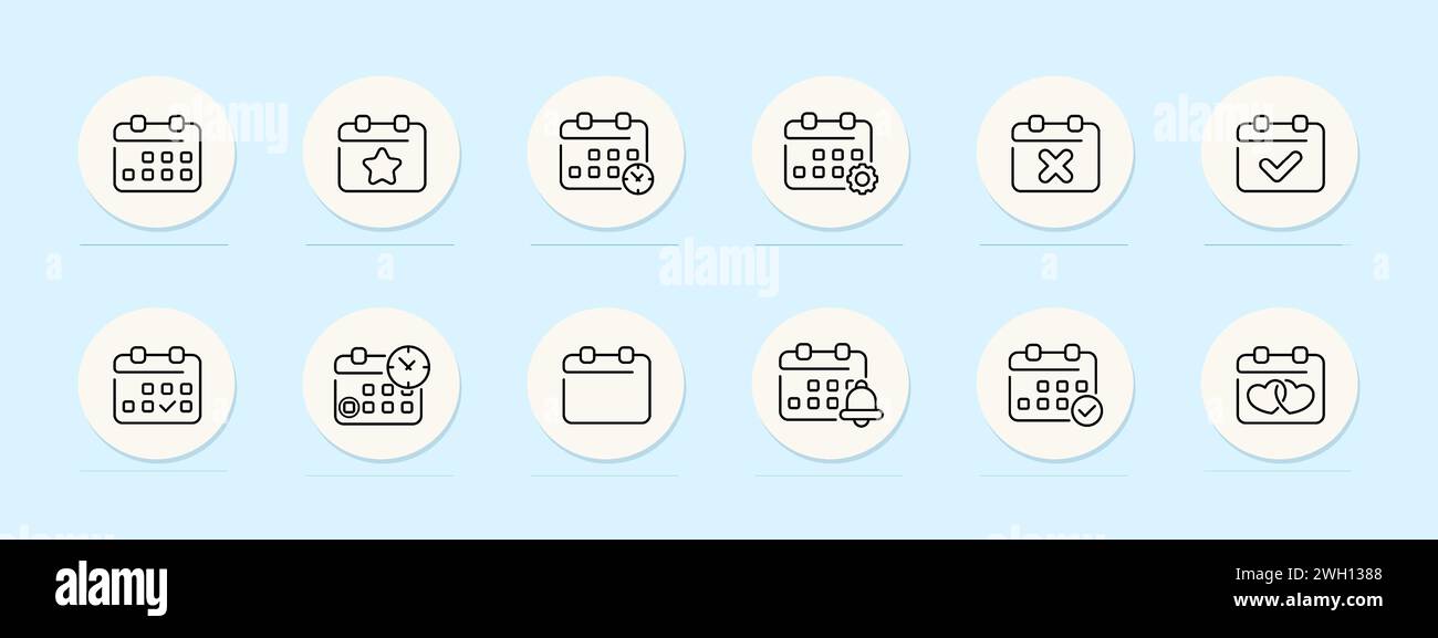 Calendars line icon. Scheduling, planner, productivity, efficient, time ...