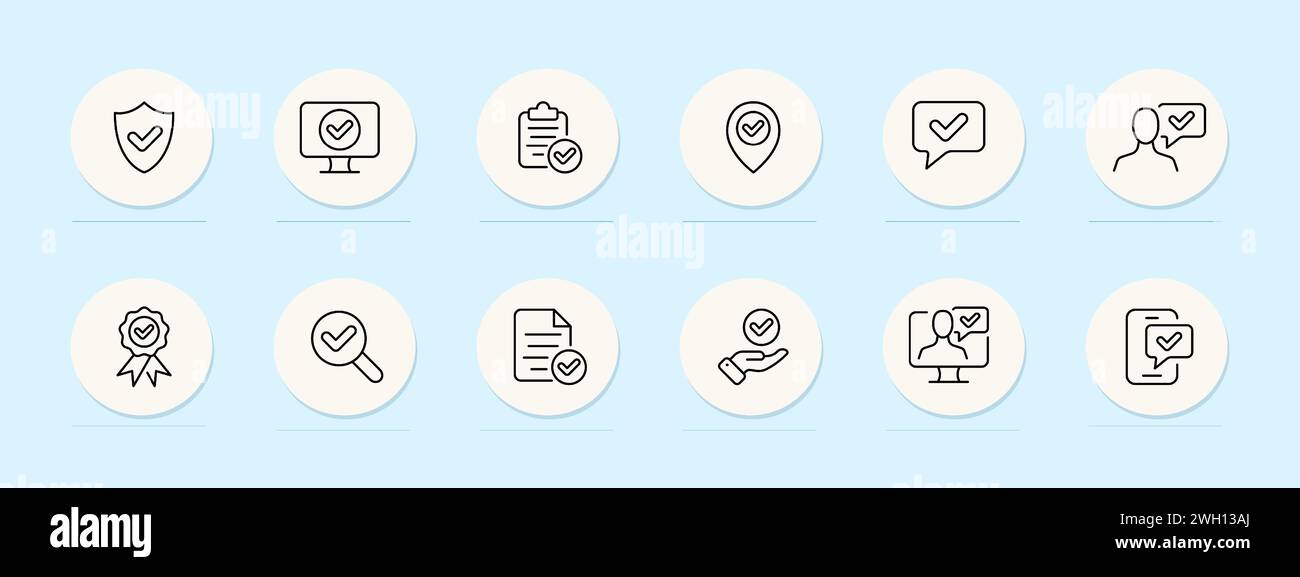 Confirmation check marks line icon. Simple, elegant, icon, tick ...