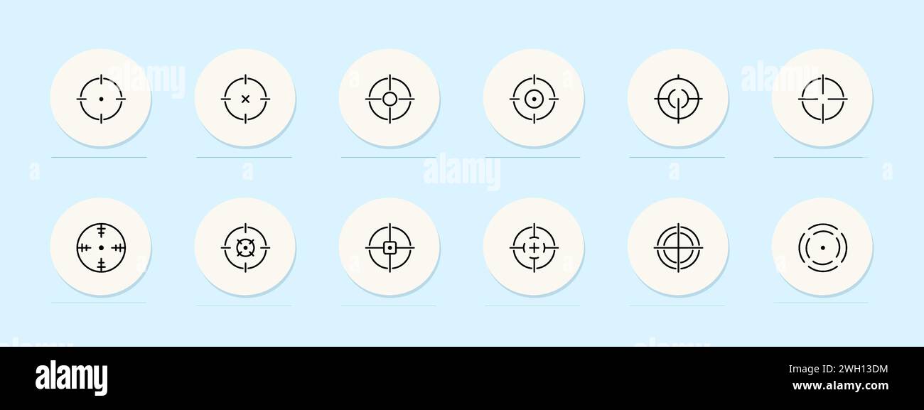 Sight line icon. Pastel color background. Tactical, sniper, scope ...