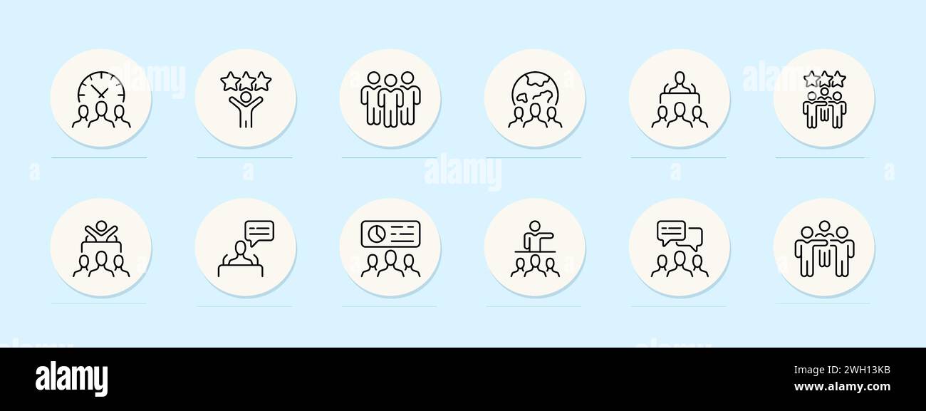 Teamwork line icon. Teamwork, collaboration, synergy, coordination ...