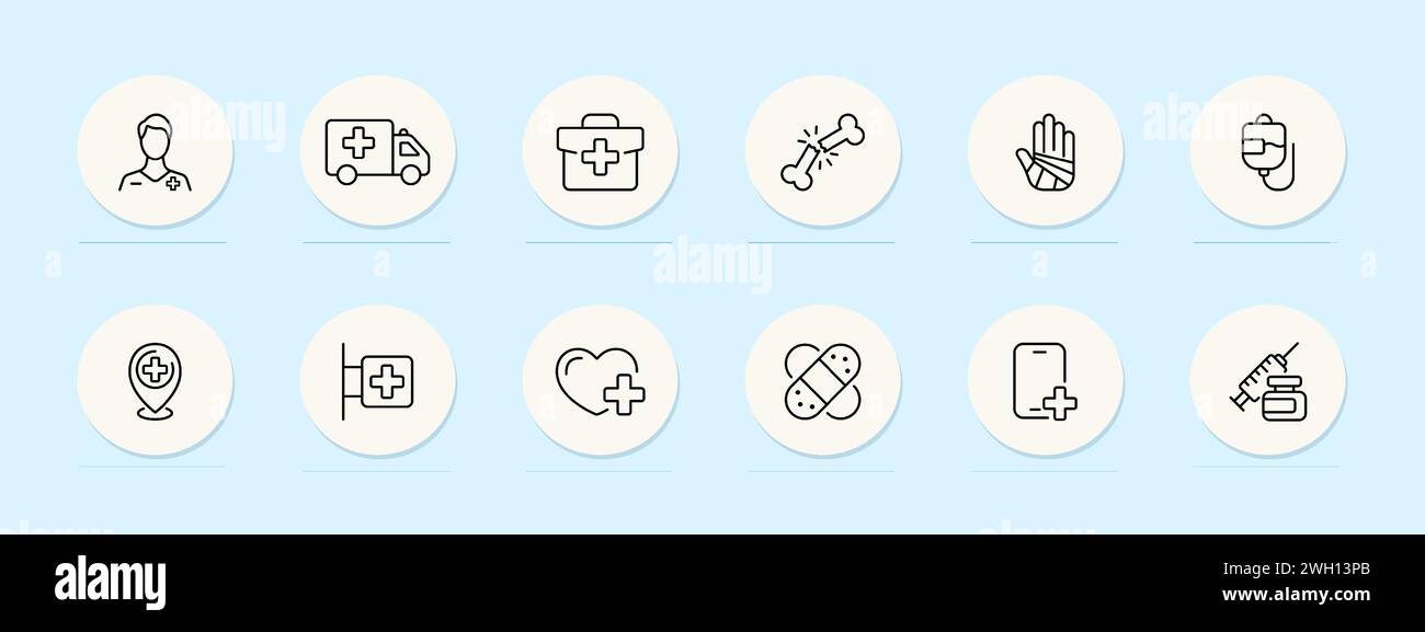 Ambulance line icon. Ambulance, paramedics, medical emergency, first ...