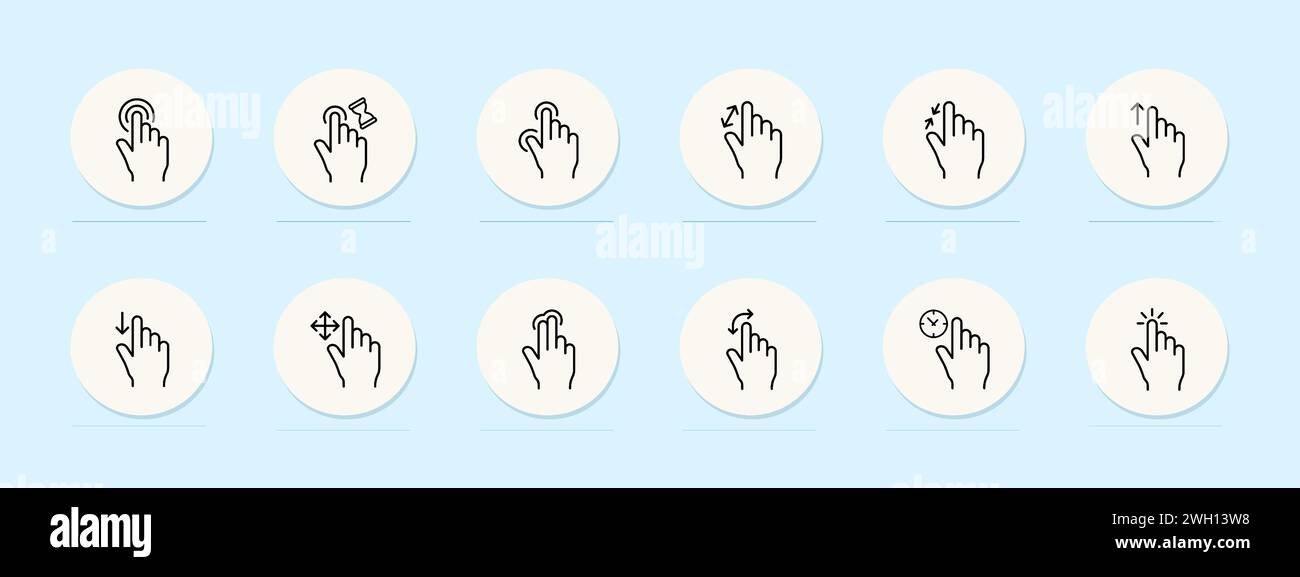 Touch control line icon. Touchscreen technology, tactile interaction ...