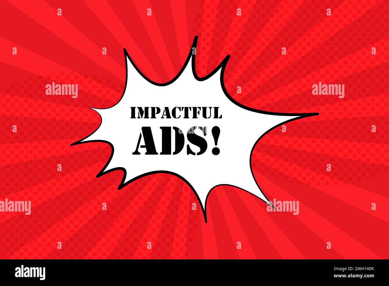 Speech bubble with Impactful ADS text. Boom retro comic style. Pop art ...