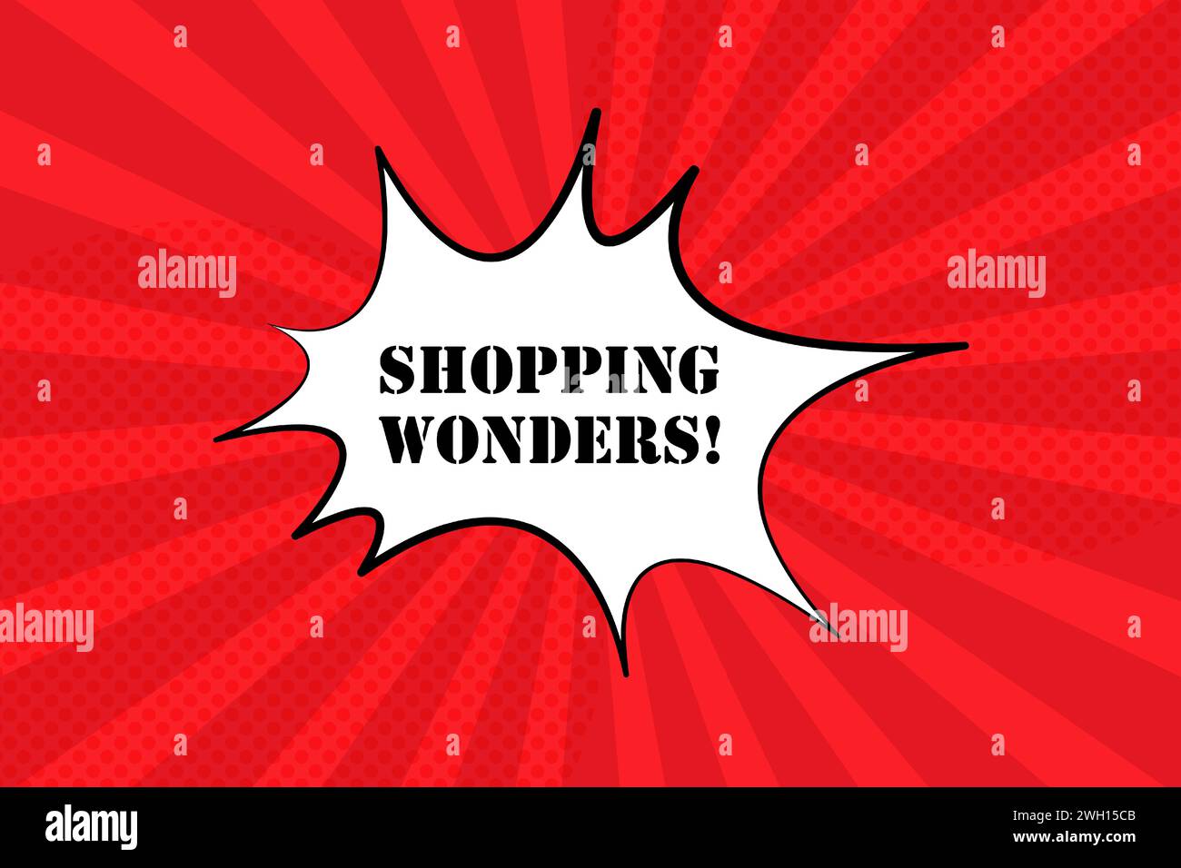Speech bubble with Shopping wonders text. Boom retro comic style. Pop ...