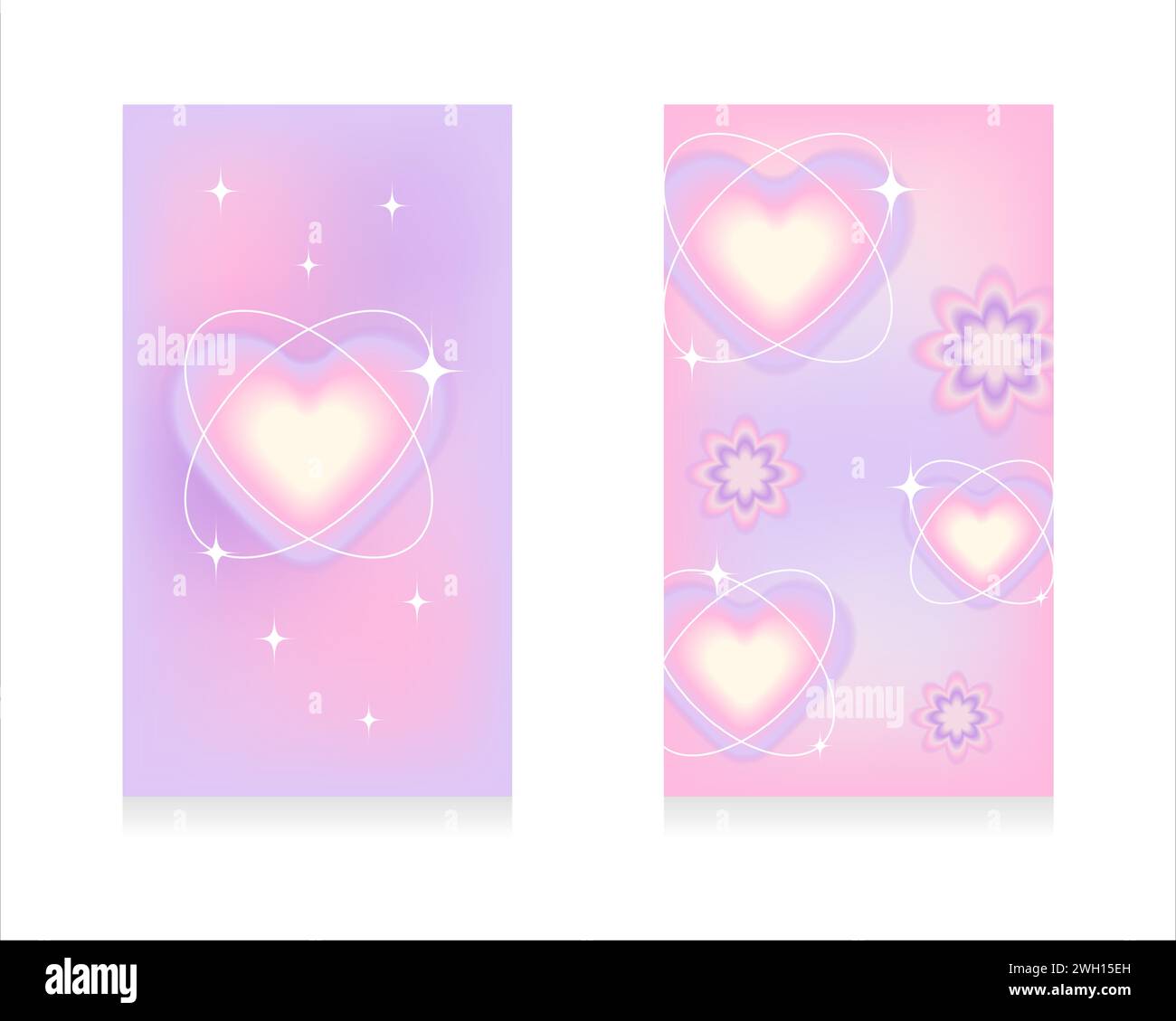 Set of gradient pink and purple blurred backgrounds in pastel colors ...