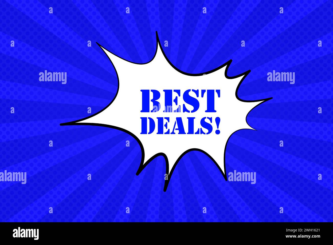 Comic blue speech bubble with Best deals text explosion line icon ...