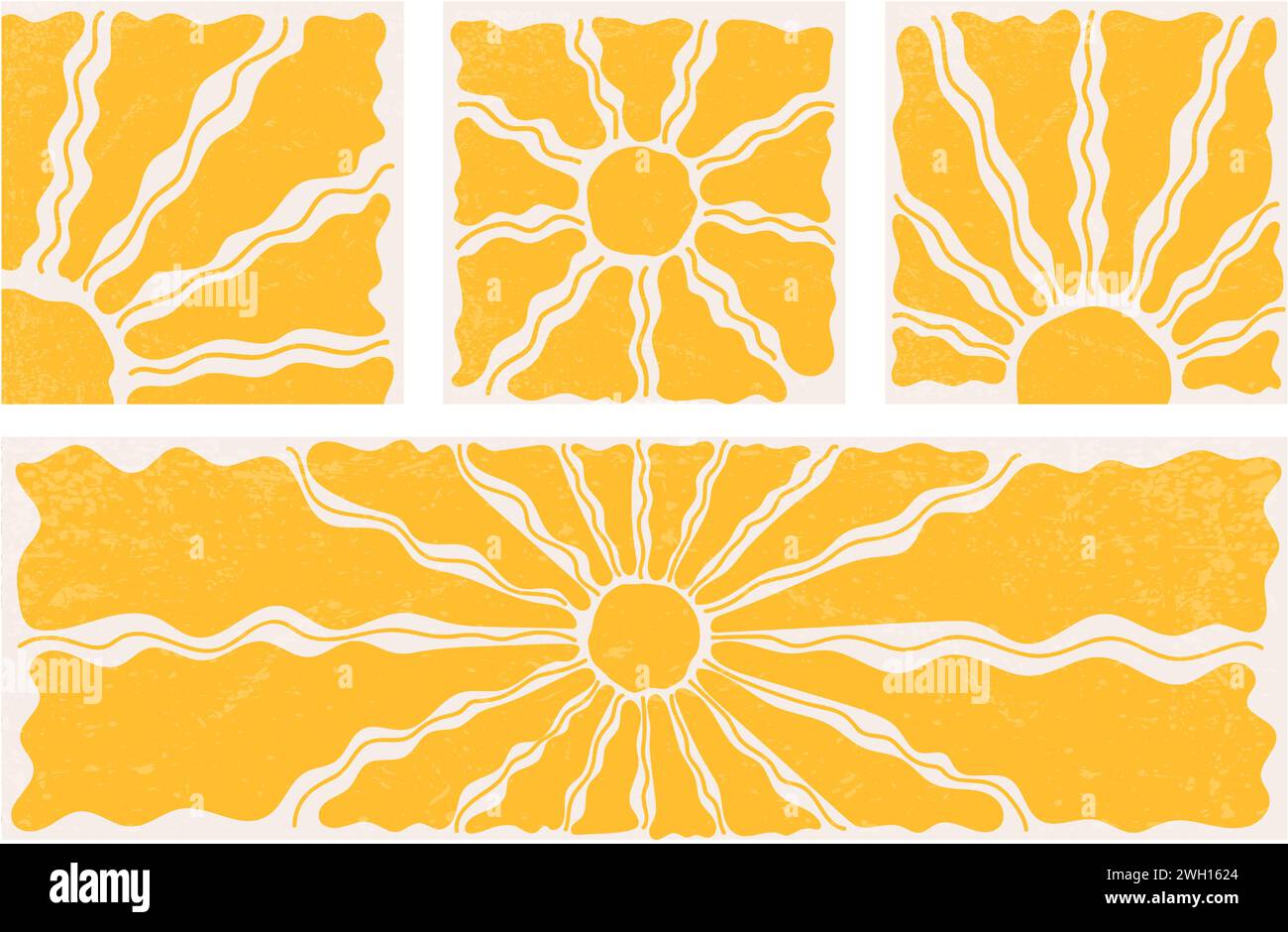 Groovy sun background. Abstract retro vector wavy radial rays. Vintage ...