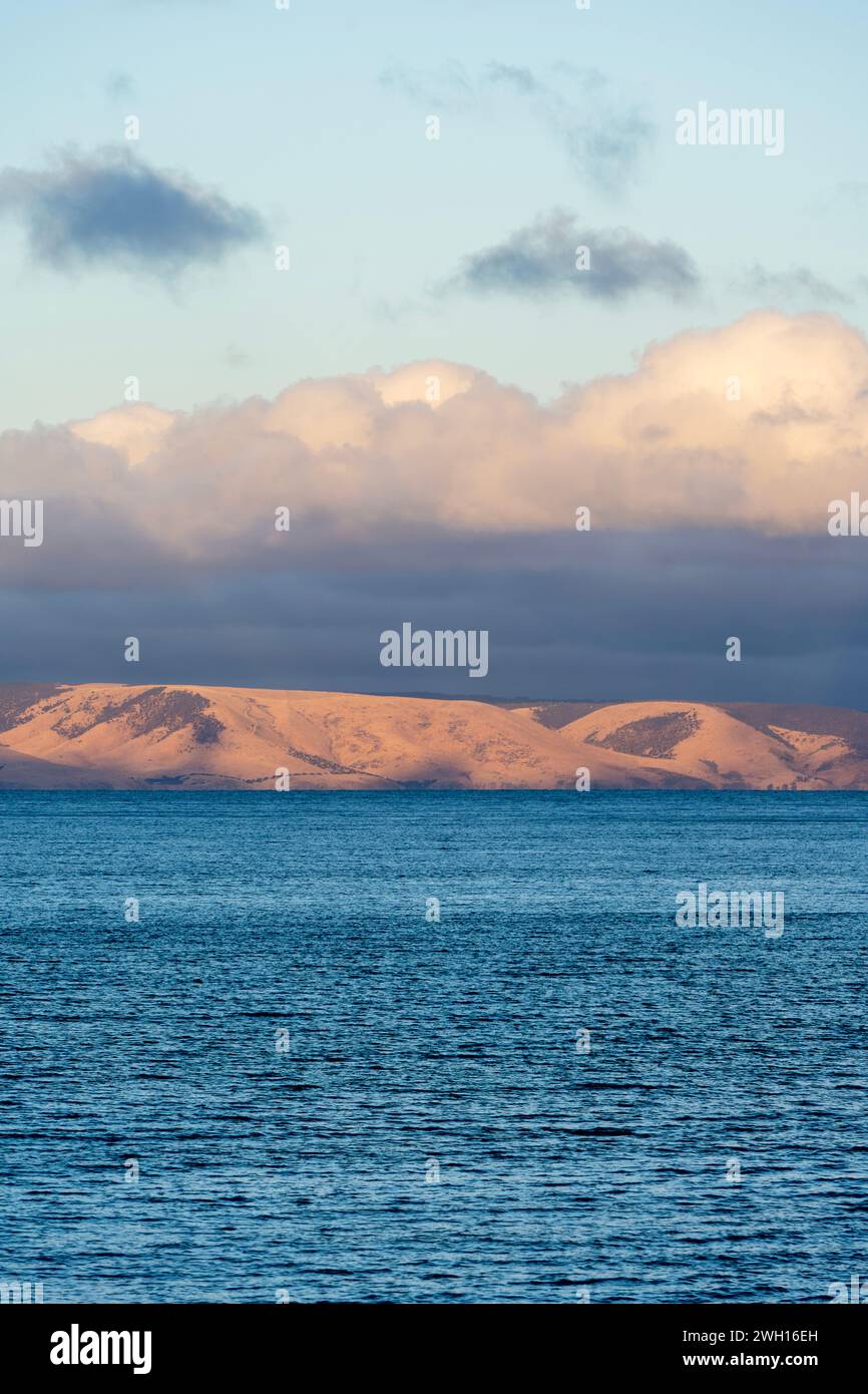 View of the mainland (Cape Jervis) from Penneshaw. Kangaroo Island ...