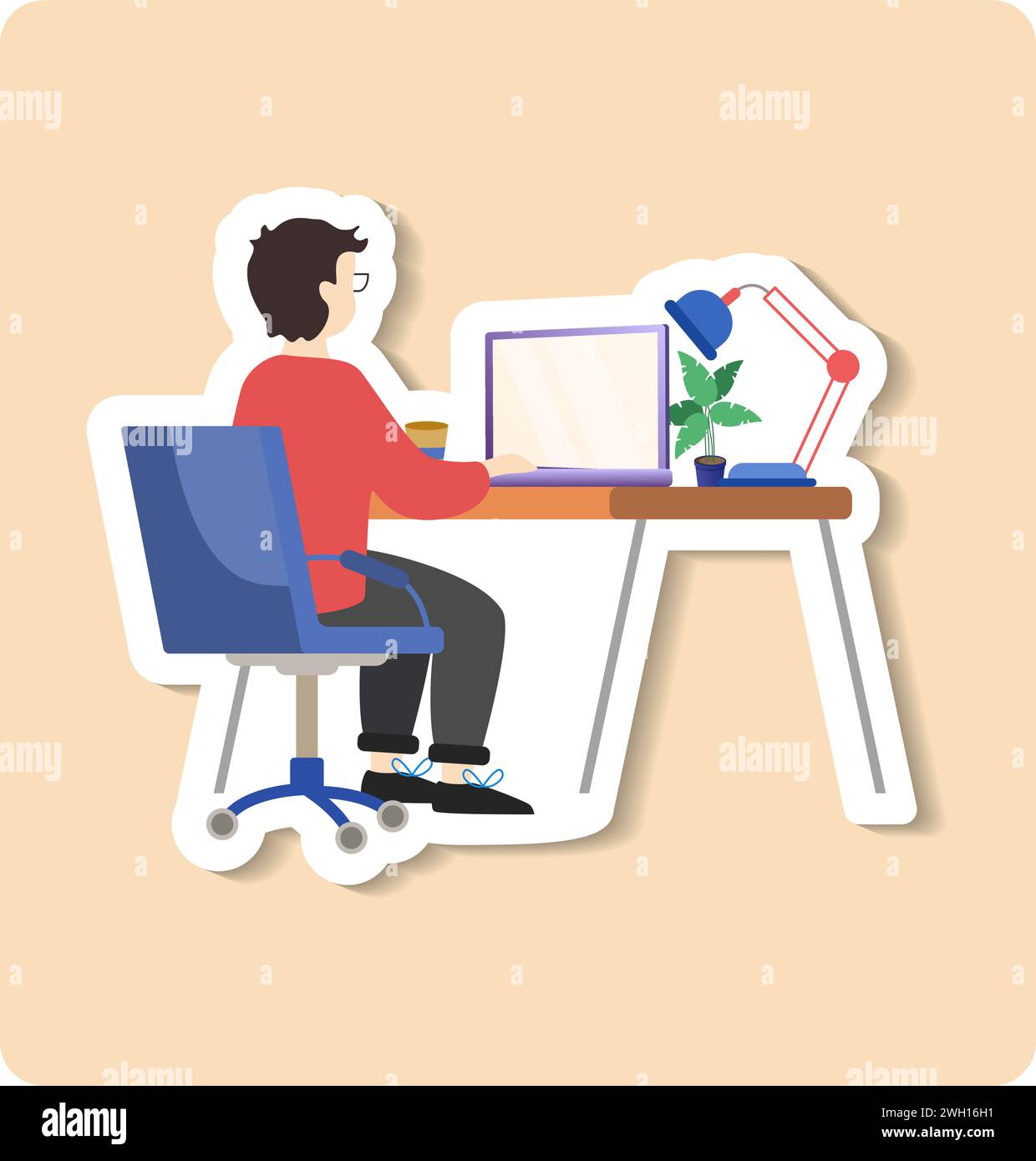 Work time sticker illustration. Time management concept planning ...