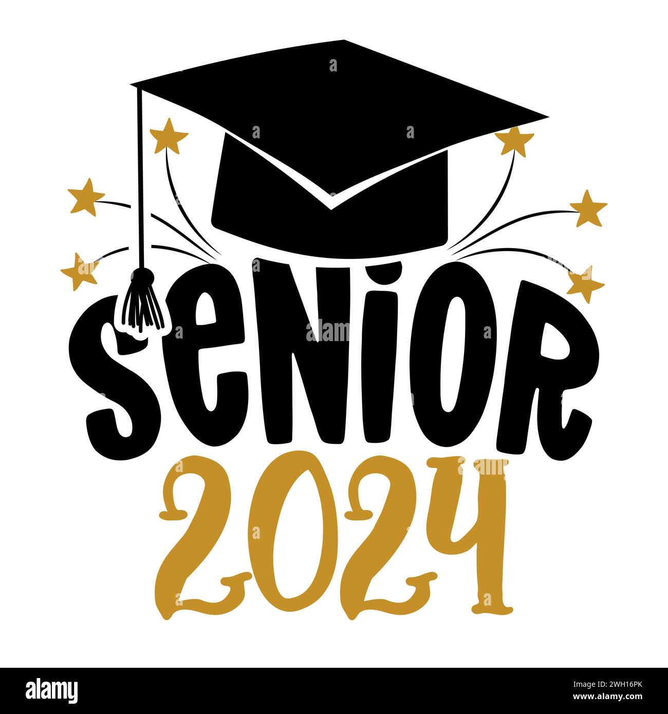 Senior 2024 - Typography. black text isolated white background. Vector ...