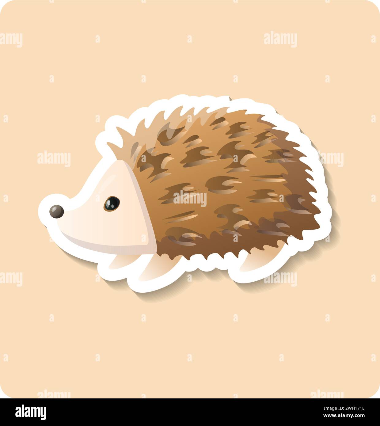 Hedgehog sticker illustration. Animal, nose, paws, spines. Editable ...