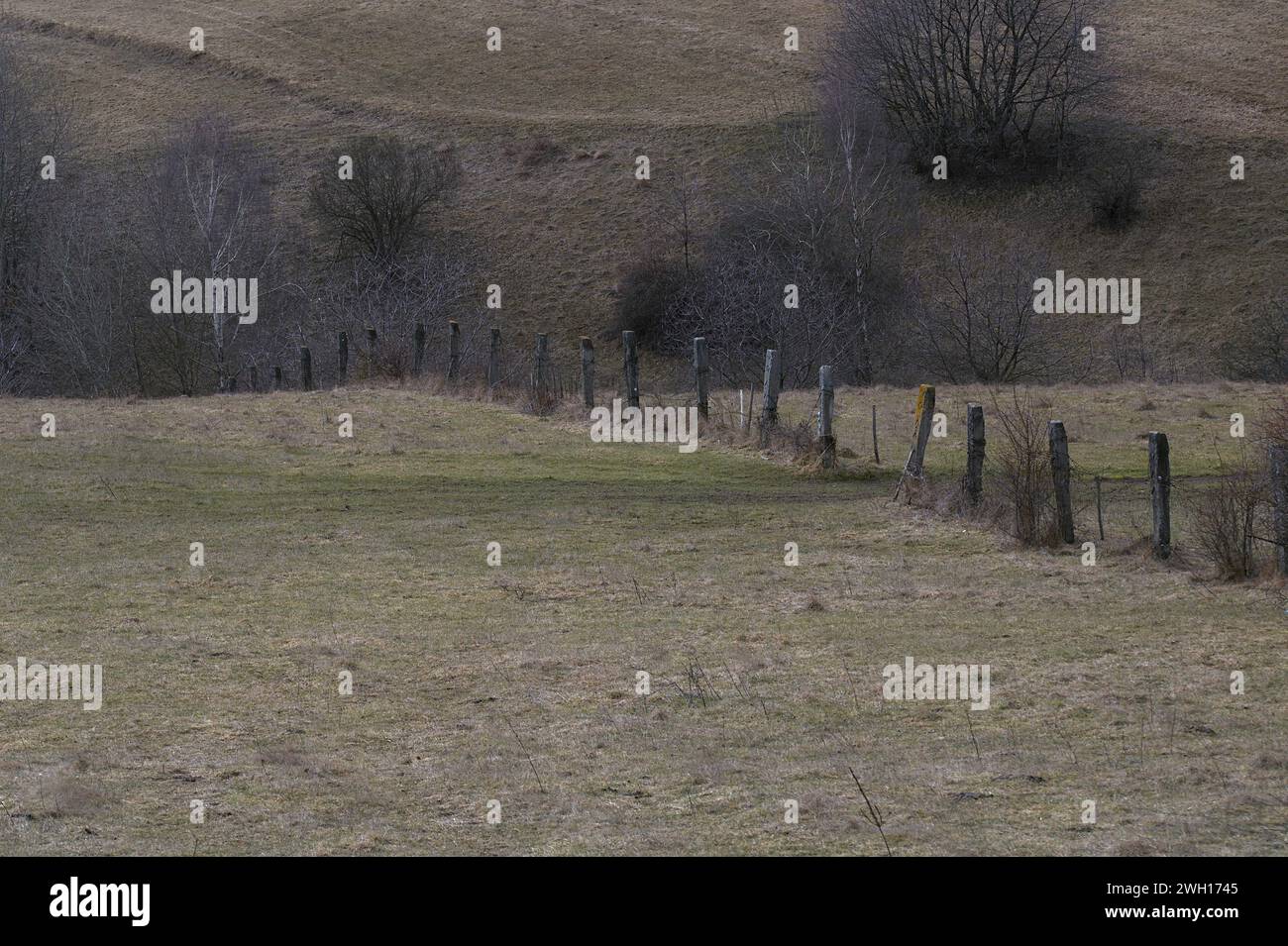 concrete enclosure on hilly meadows Stock Photo - Alamy