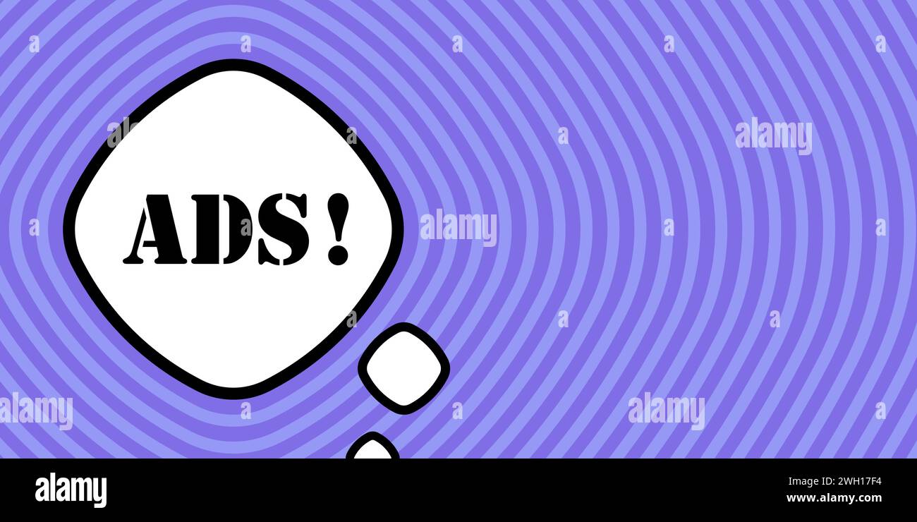 Speech bubble with Ads text. Boom retro comic style. Pop art style ...