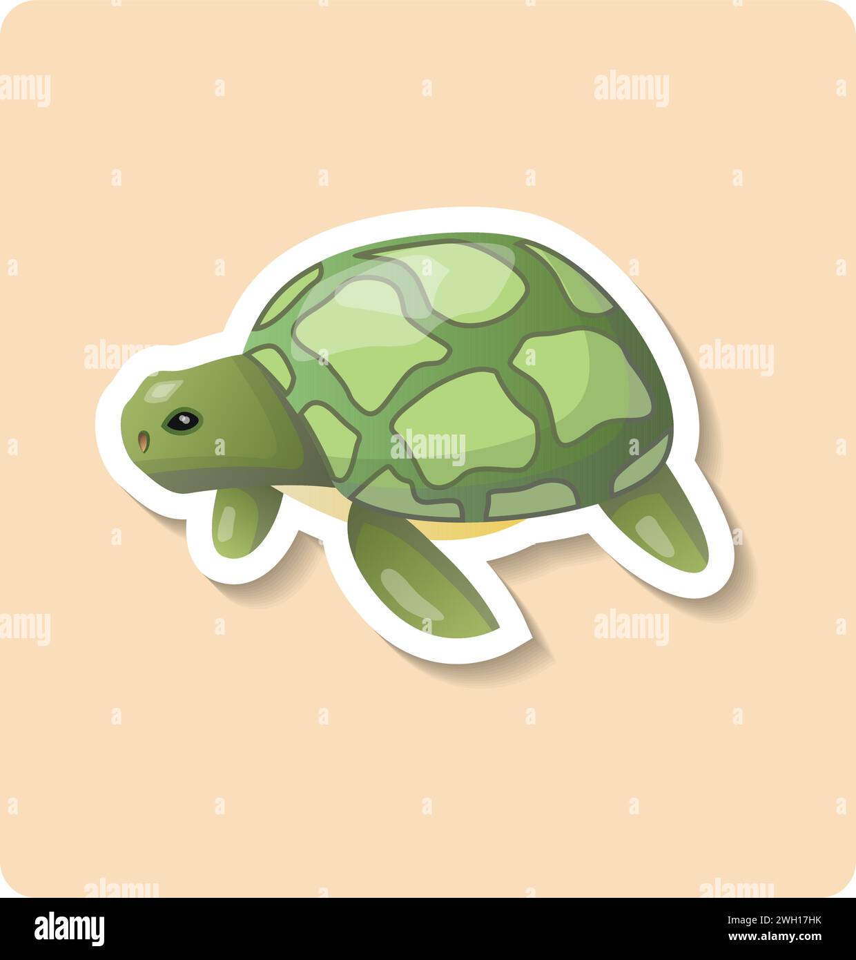 Turtle sticker illustration. Animal, shell, paws, head. Editable vector ...