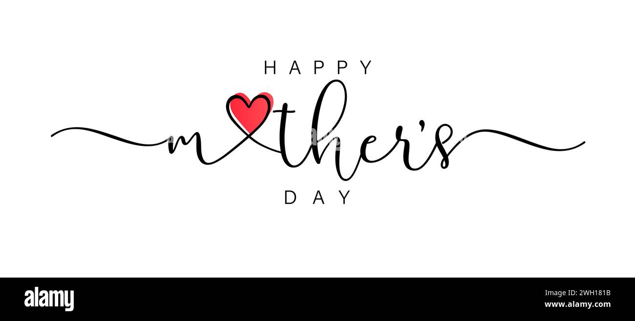 Happy Mothers Day wishes, brush calligraphy with doodle heart. Vector ...