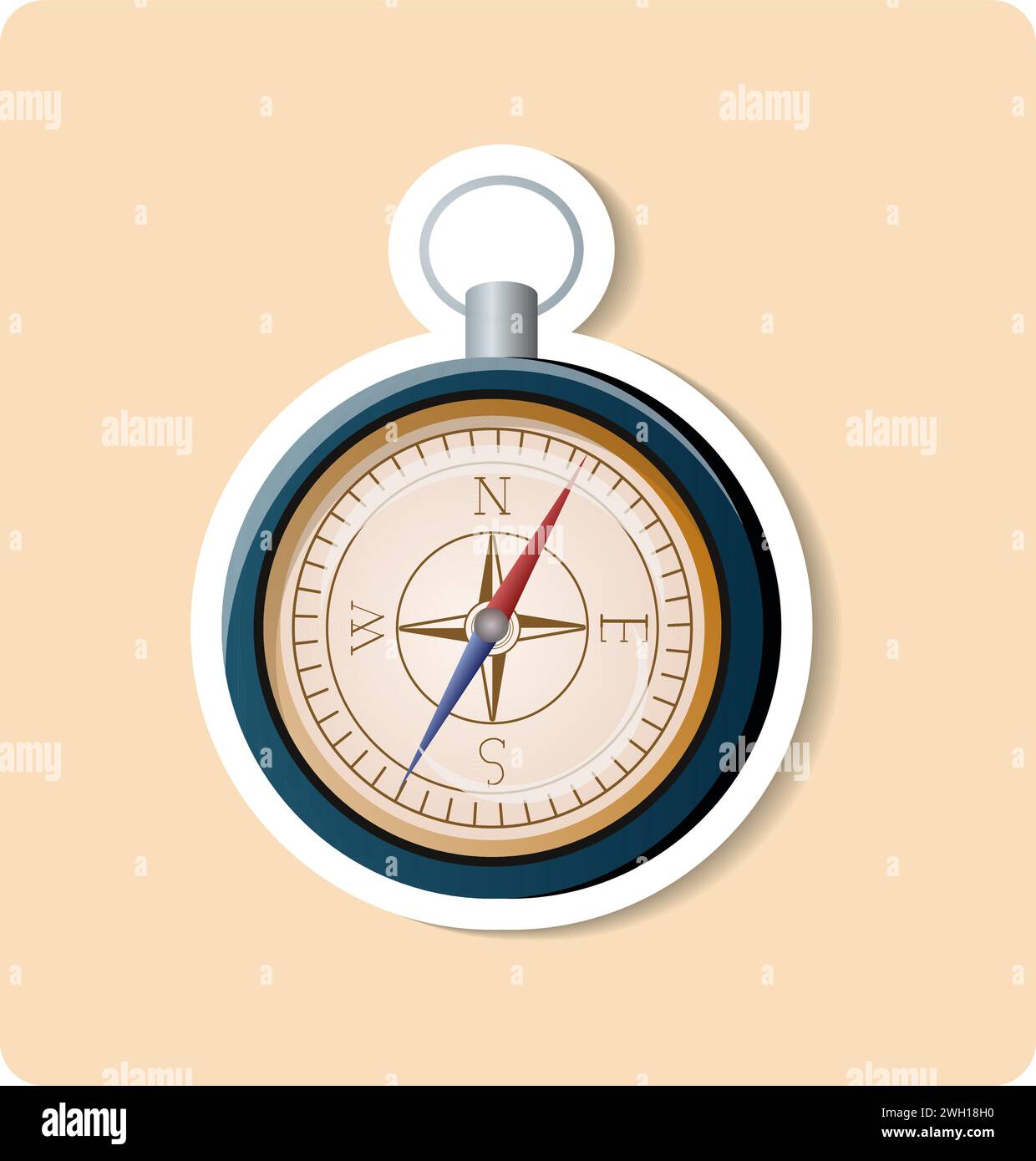 Compass sticker illustration. Device, arrow, rose, round. Editable ...