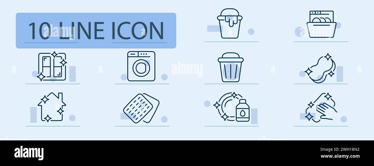Cleaning line icon. Domestic chores, home cleaning, tidy home ...