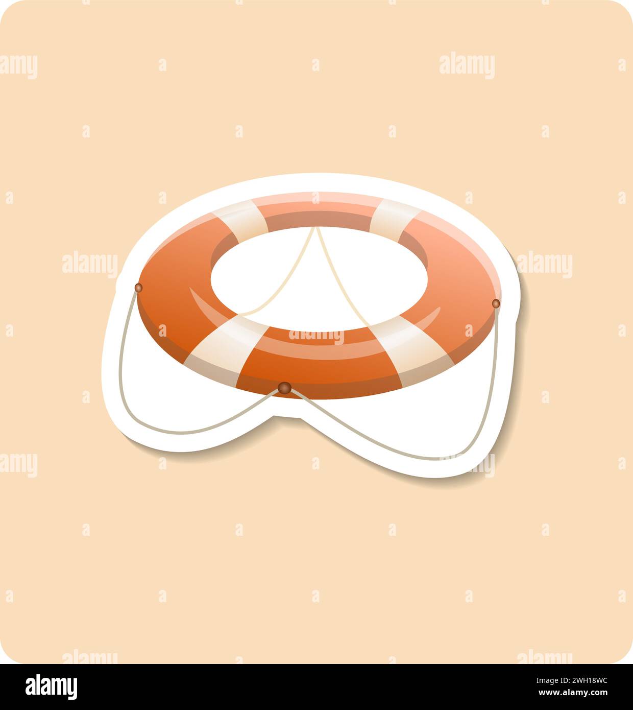 Lifeline sticker illustration. Lifebuoy, rope, sea, water. Editable ...
