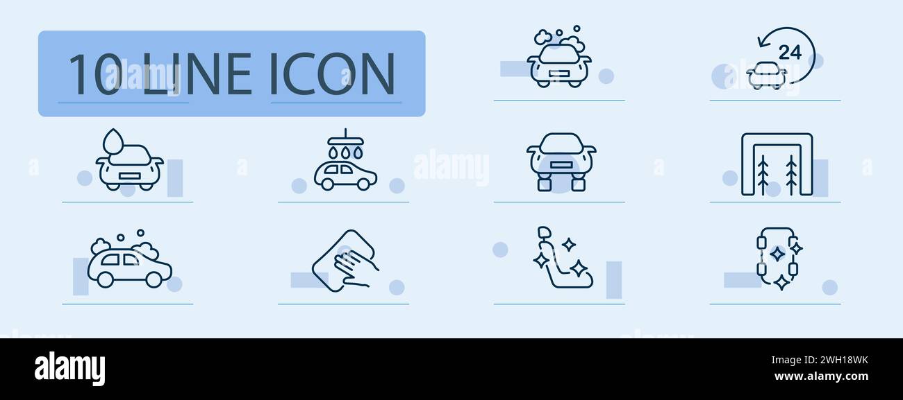 Car wash line icon. Fast, thorough, convenient, auto detailing, vehicle ...