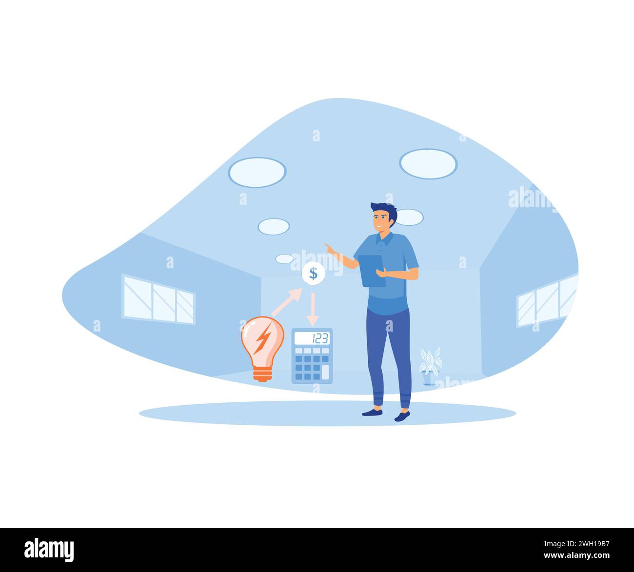 Sustainability of energy consumption in the household. flat vector ...