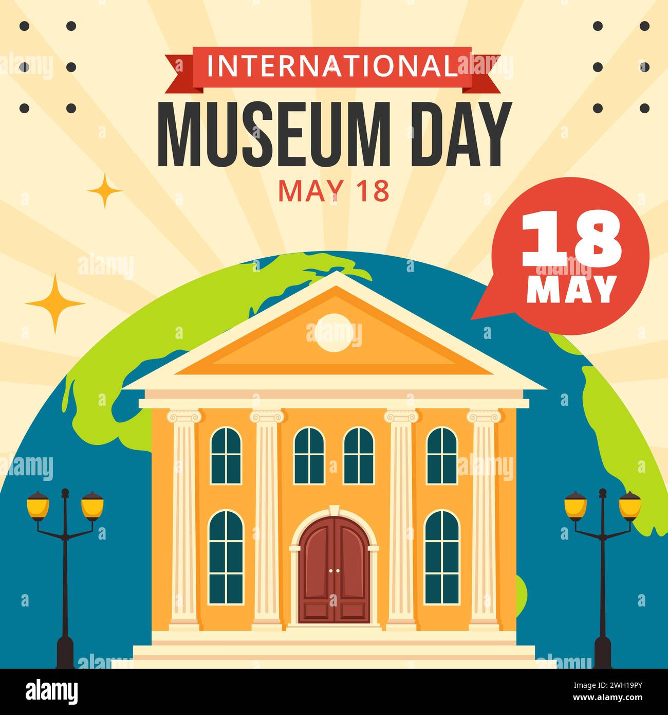 Museum Day Social Media Illustration Flat Cartoon Hand Drawn Templates ...