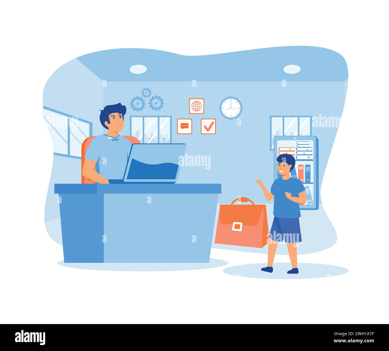 Parents work with boys. Headquarters. Remote worker, employee schedule ...