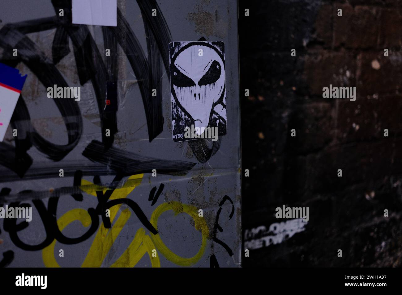 Street art, Stickers, alien, Tokyo Japan Stock Photo - Alamy