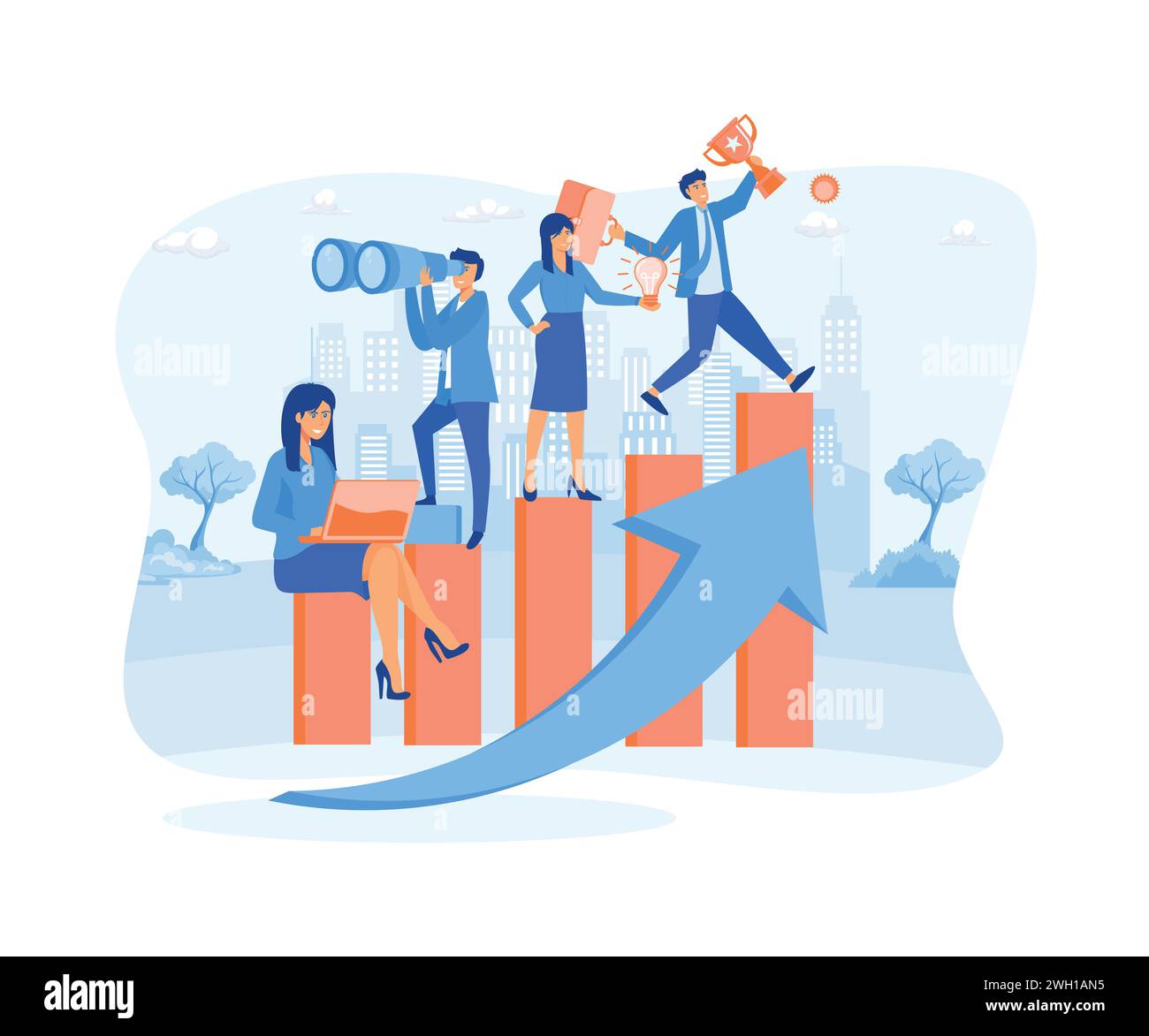 Business development. Teamwork help growing revenue, growth and ...