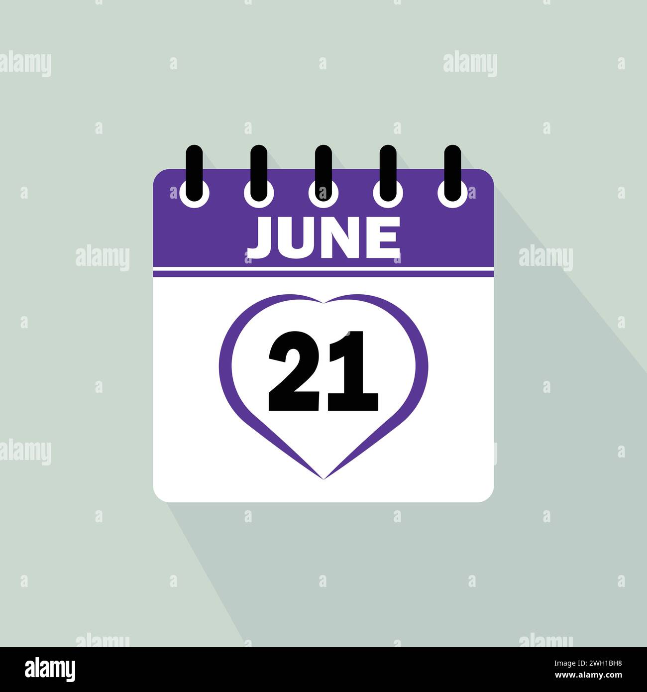 Icon calendar day - 21 June. 21 days of the month, vector illustration ...
