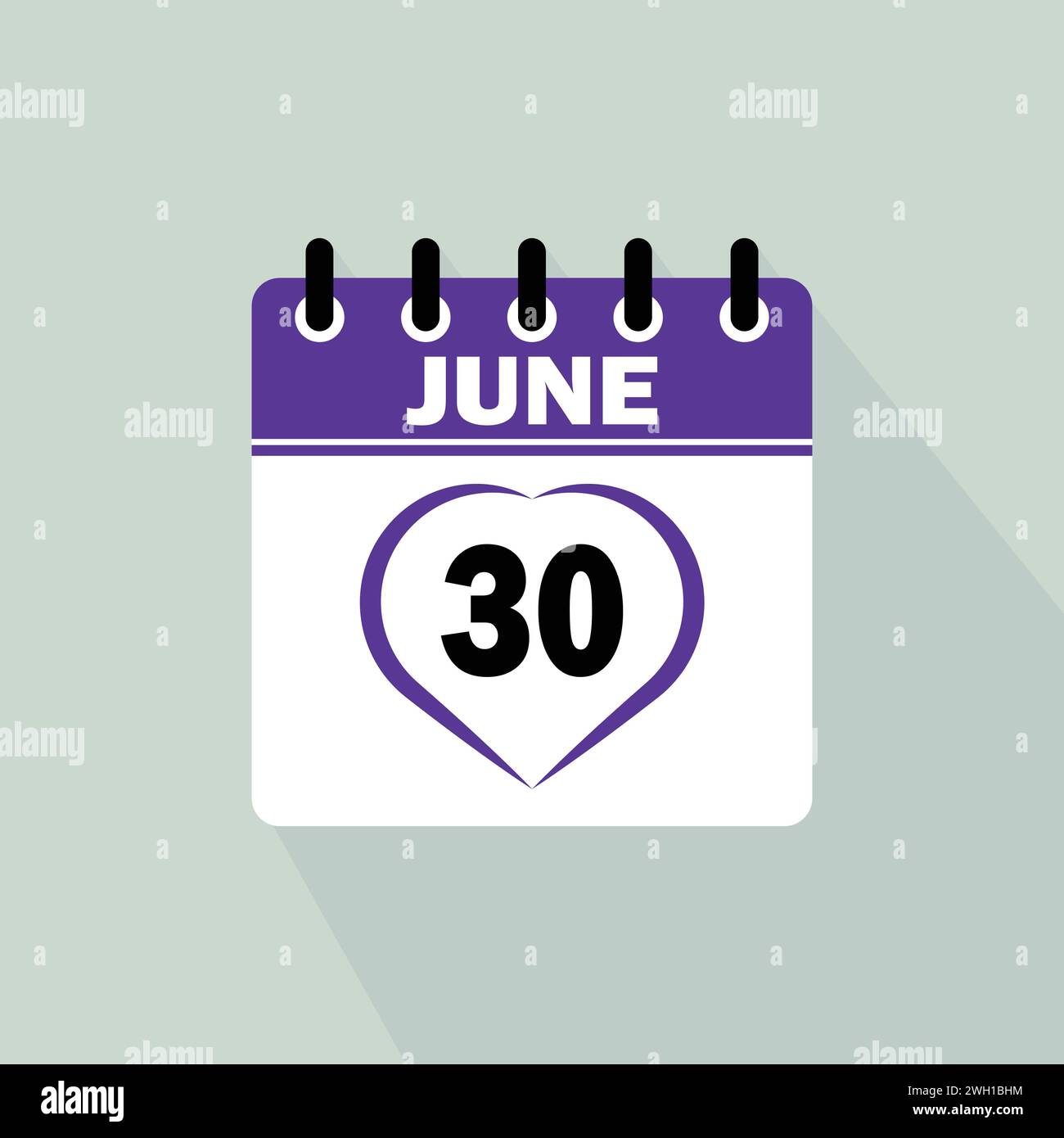 Icon calendar day - 30 June. 30 days of the month, vector illustration ...