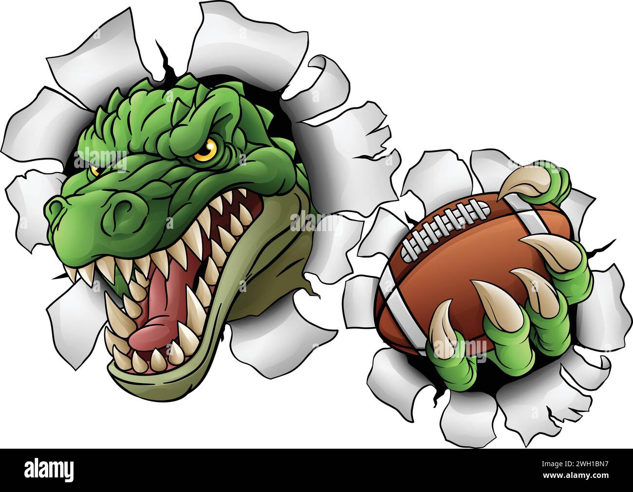 Crocodile Dinosaur Alligator Football Sport Mascot Stock Vector Image ...