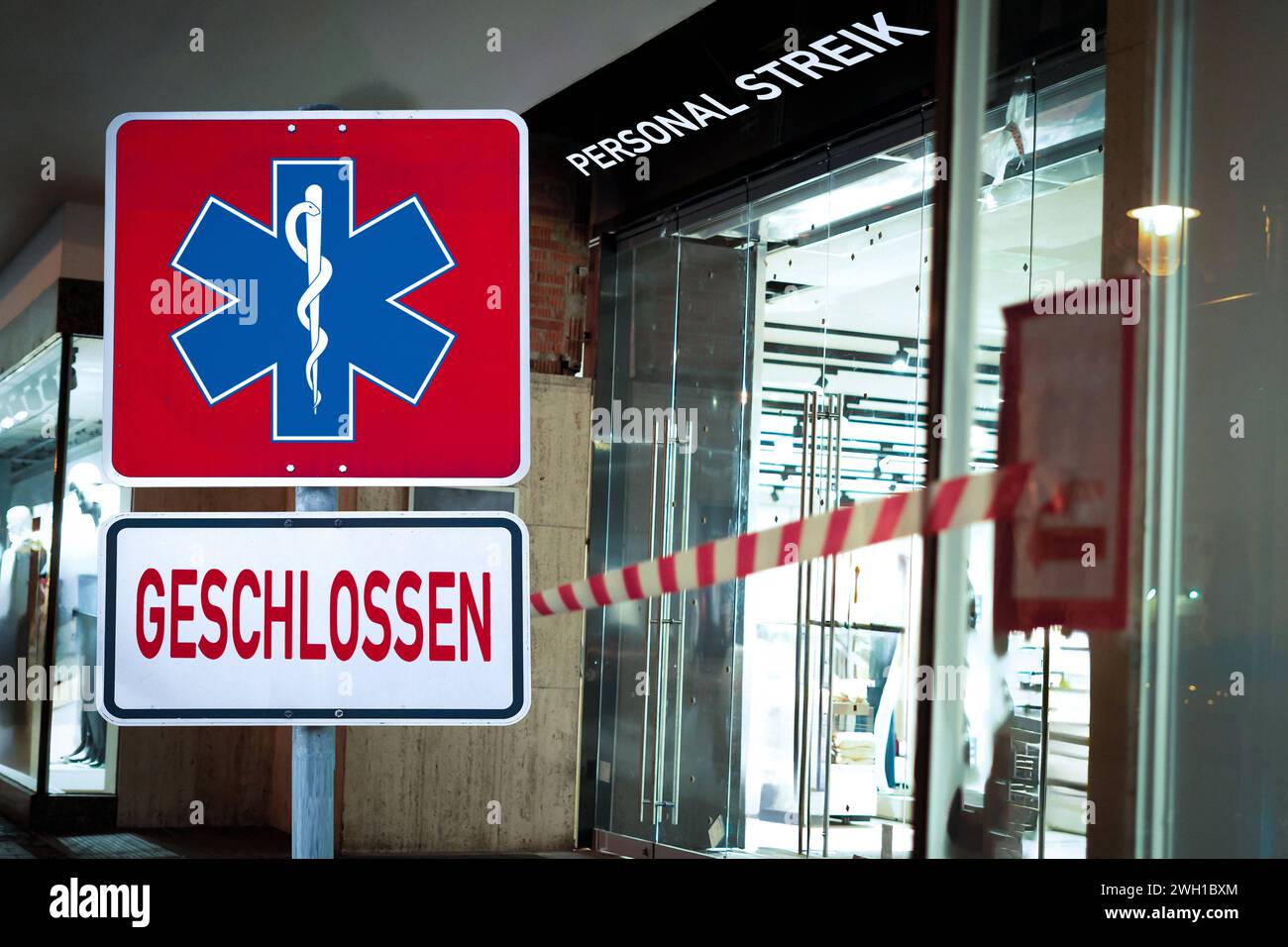 Germany - February 7, 2024: Practice closed due to warning strike of ...