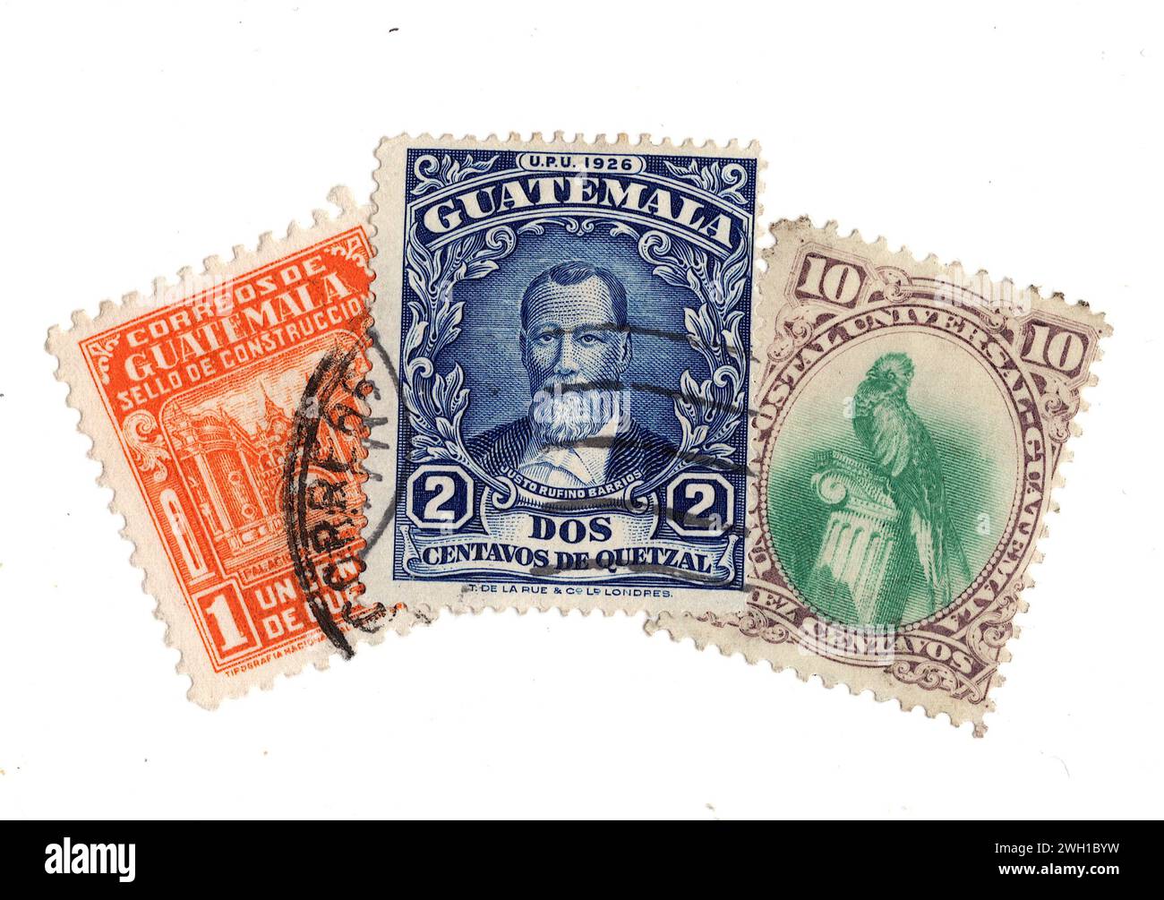 Vintage postage stamps from Guatemala isolated on a white background ...