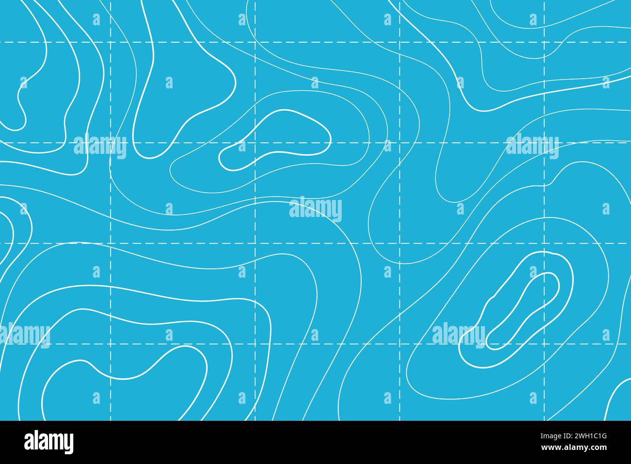 Topographic map with contour line grid water ocean, sea relief, depth ...