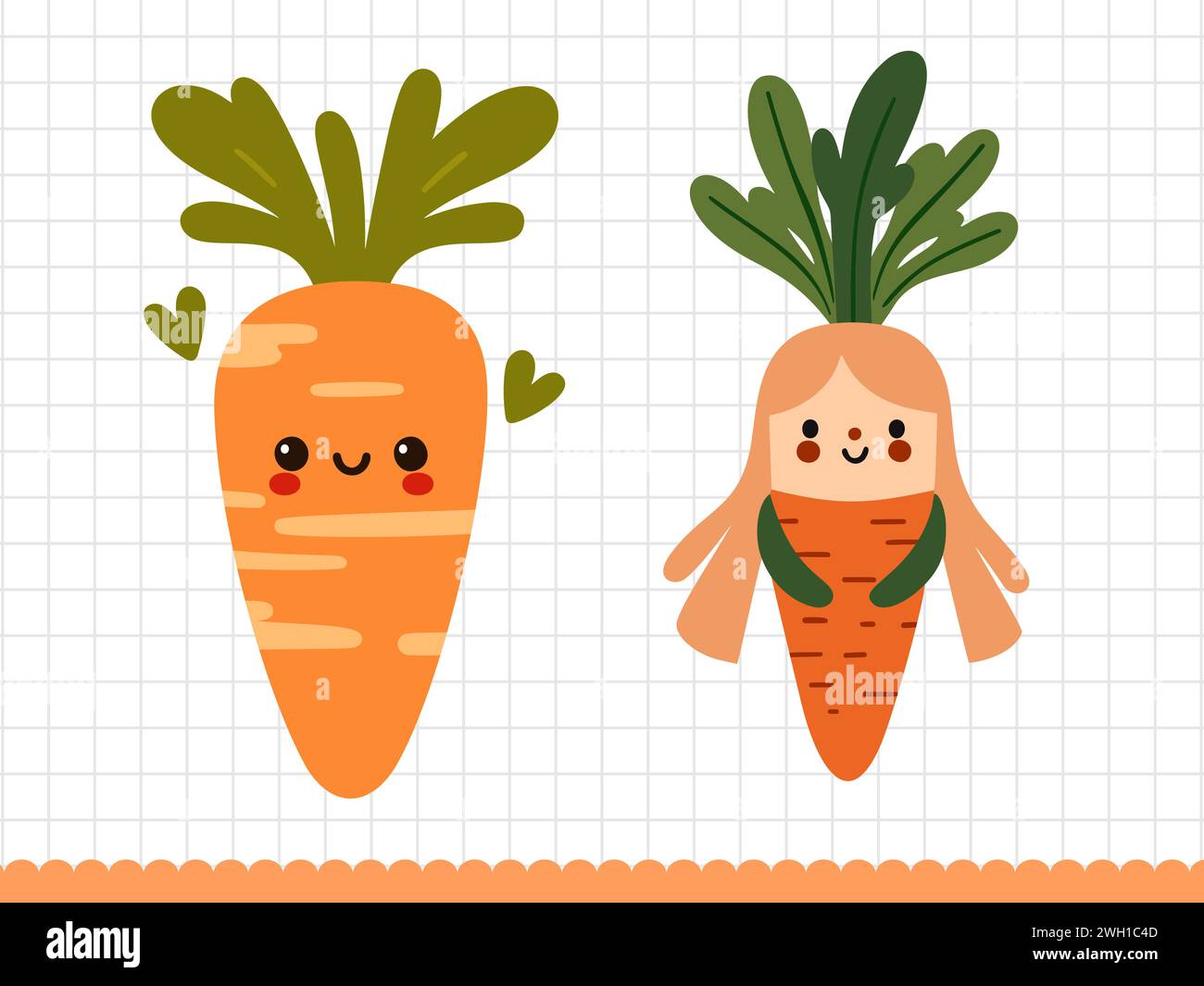 Cute cartoon carrots isolated on white background, vector illustration ...