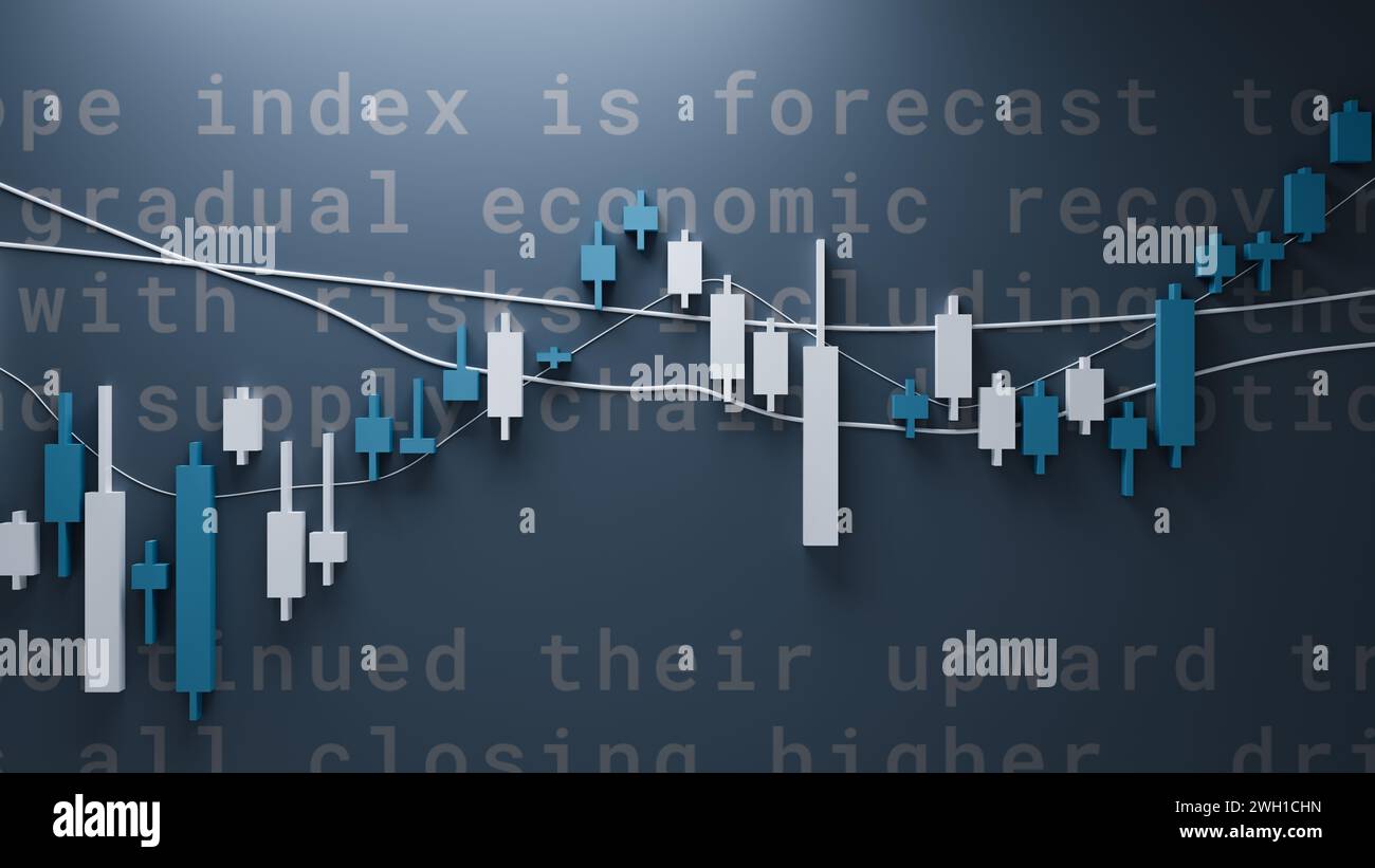 stock chart background with stock market news text.3d rendering Stock ...