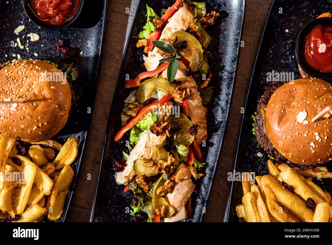 Food on the table in the restaurant Stock Photo - Alamy