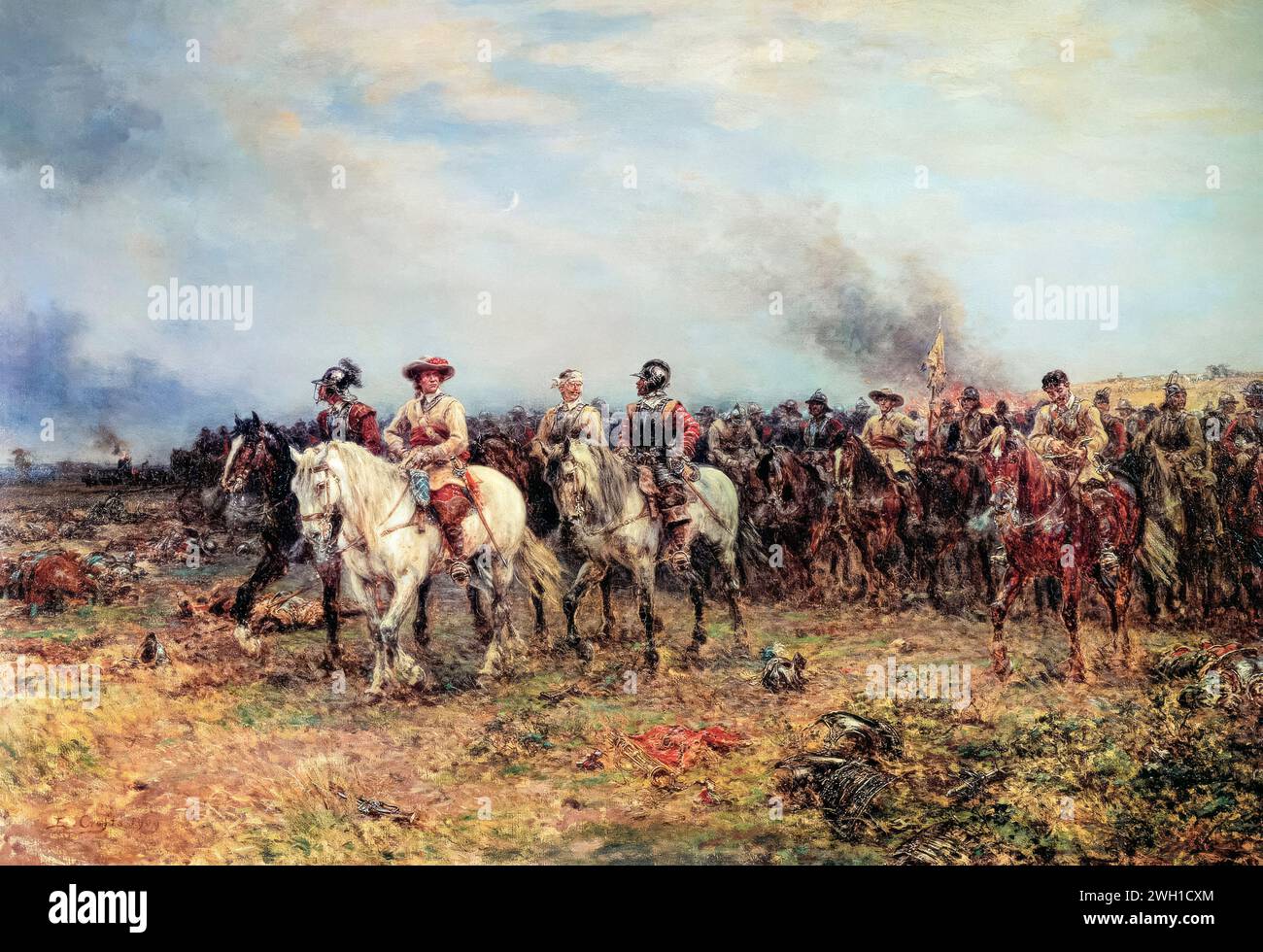 Cromwell after the Battle of Marston Moor, 2nd July 1644, painting in ...