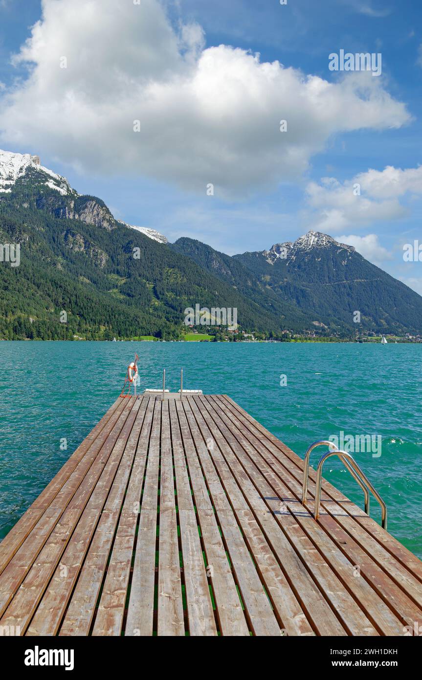 Jetty in swimming area of Pertisau at Lake Achensee in Tirol,Austria ...