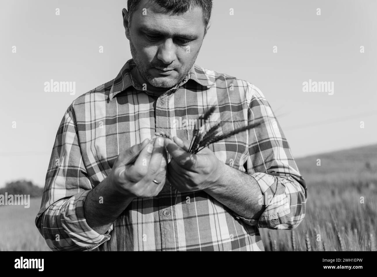 Man one field farmer Black and White Stock Photos & Images - Alamy