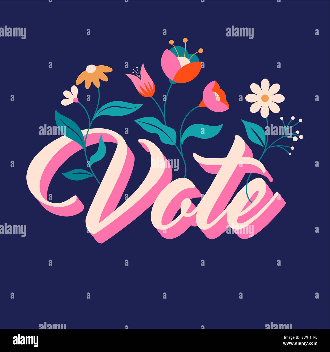 Modern Floral Election campaign concept design. Vote, election social ...