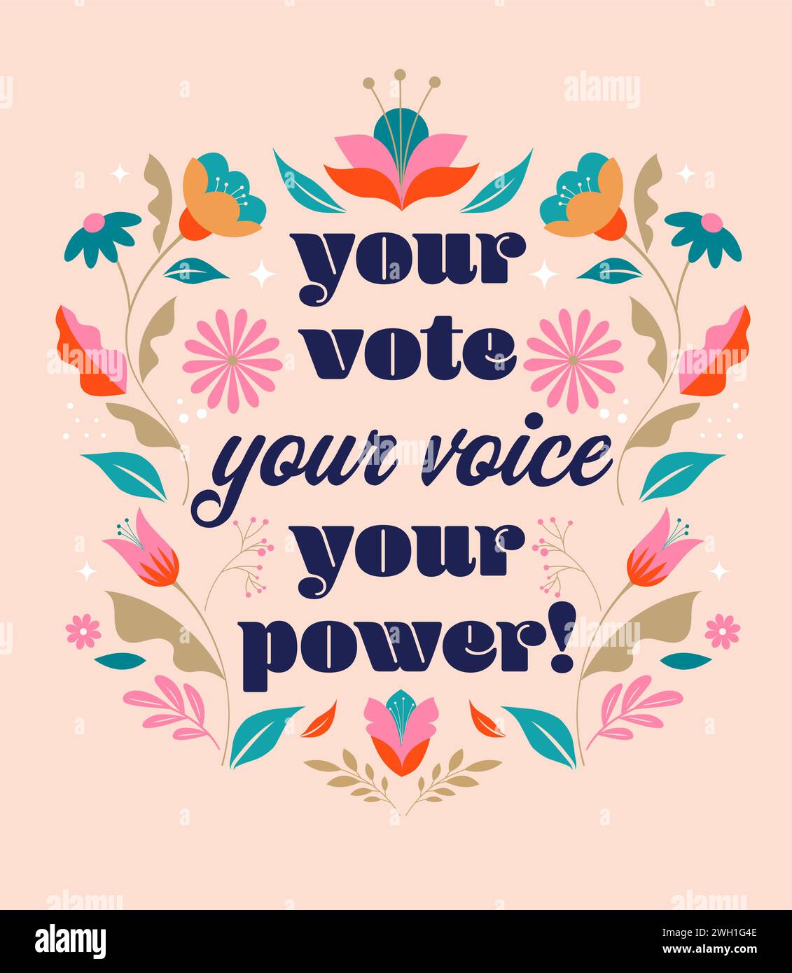 Modern Floral Election campaign concept design. Vote, election social ...