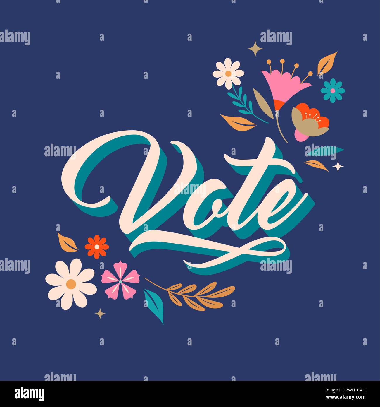 Modern Floral Election campaign concept design. Vote, election social ...