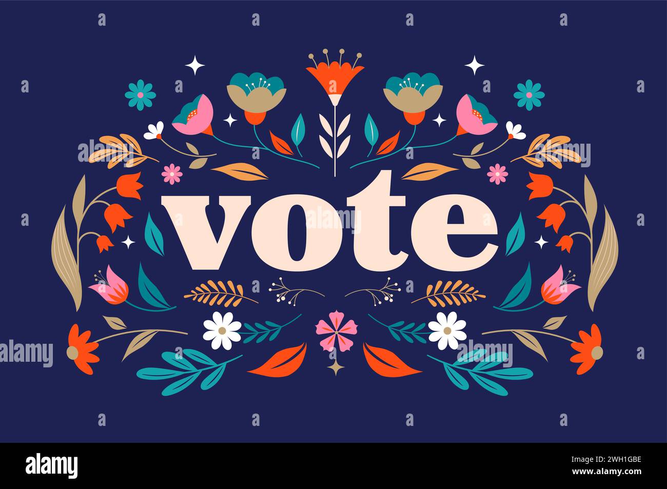 Modern Floral Election campaign concept design. Vote, election social ...