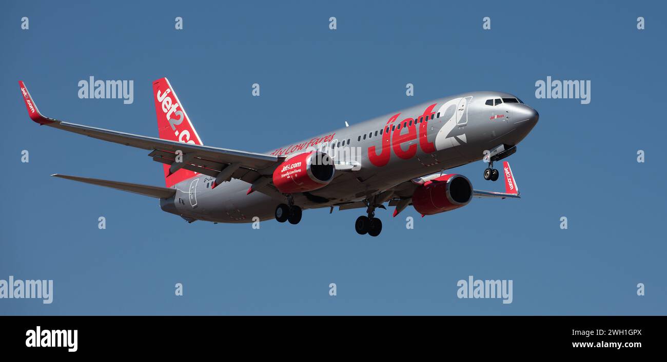 Tenerife, Spain January 31 st, 2024. Boeing 737-8MG Jet2 Airlines flies ...