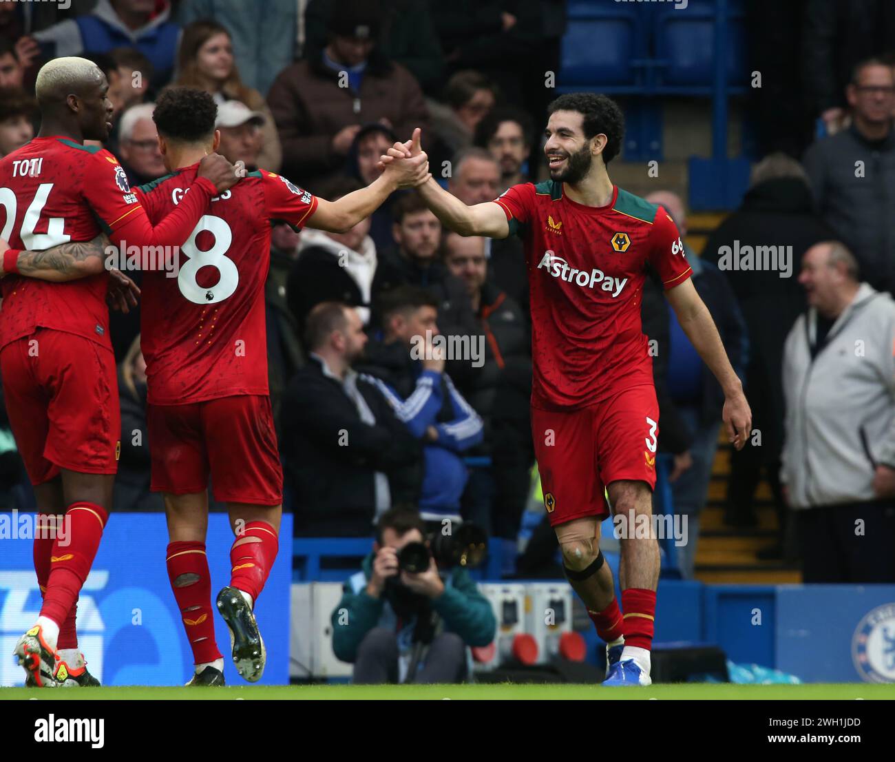 GOAL 2-1, Rayan Ait-Nouri of Wolverhampton Wanderers goal celebration ...