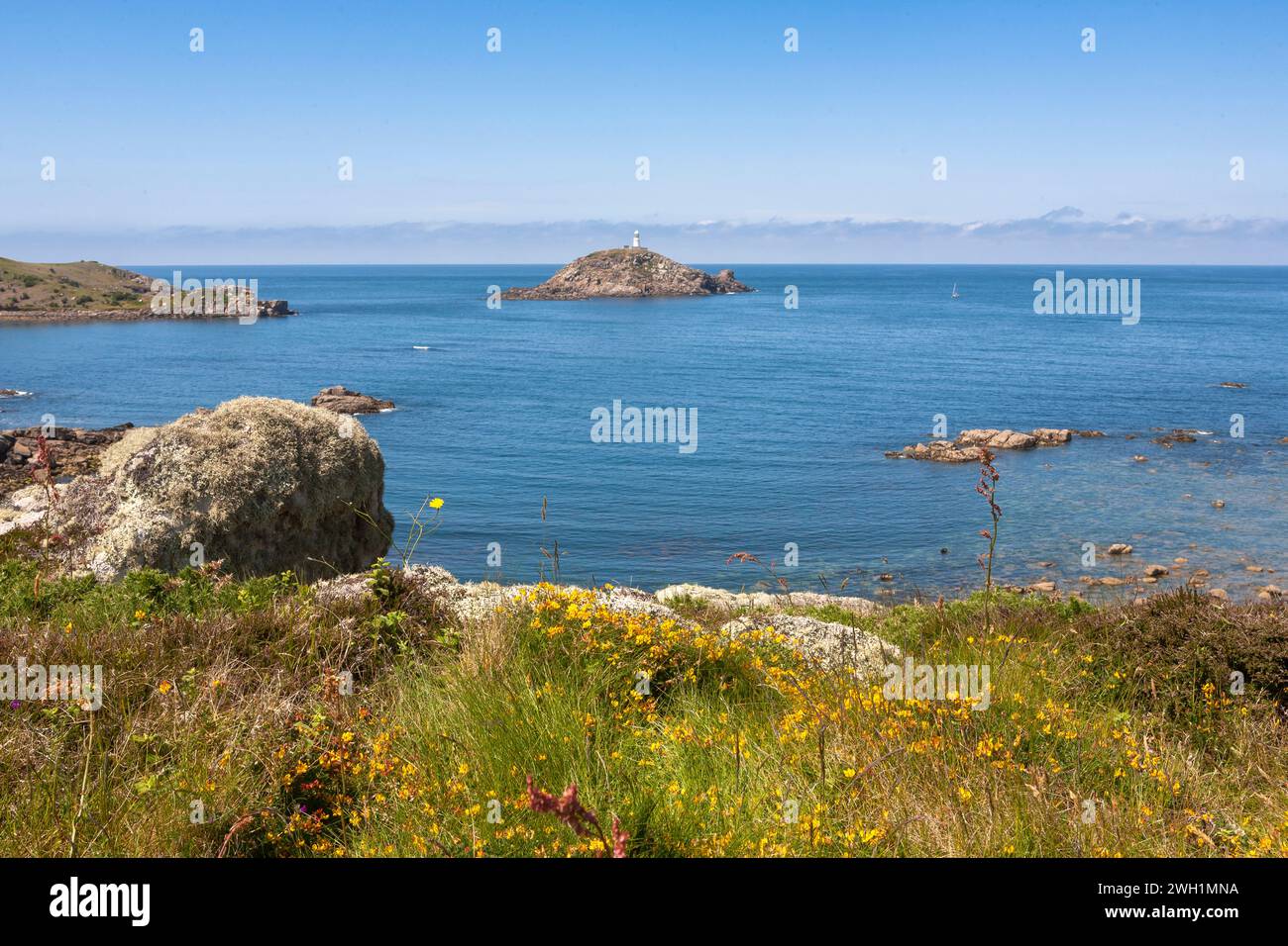 Round Island with its lighthouse, and St. Helen's, from the nearby ...