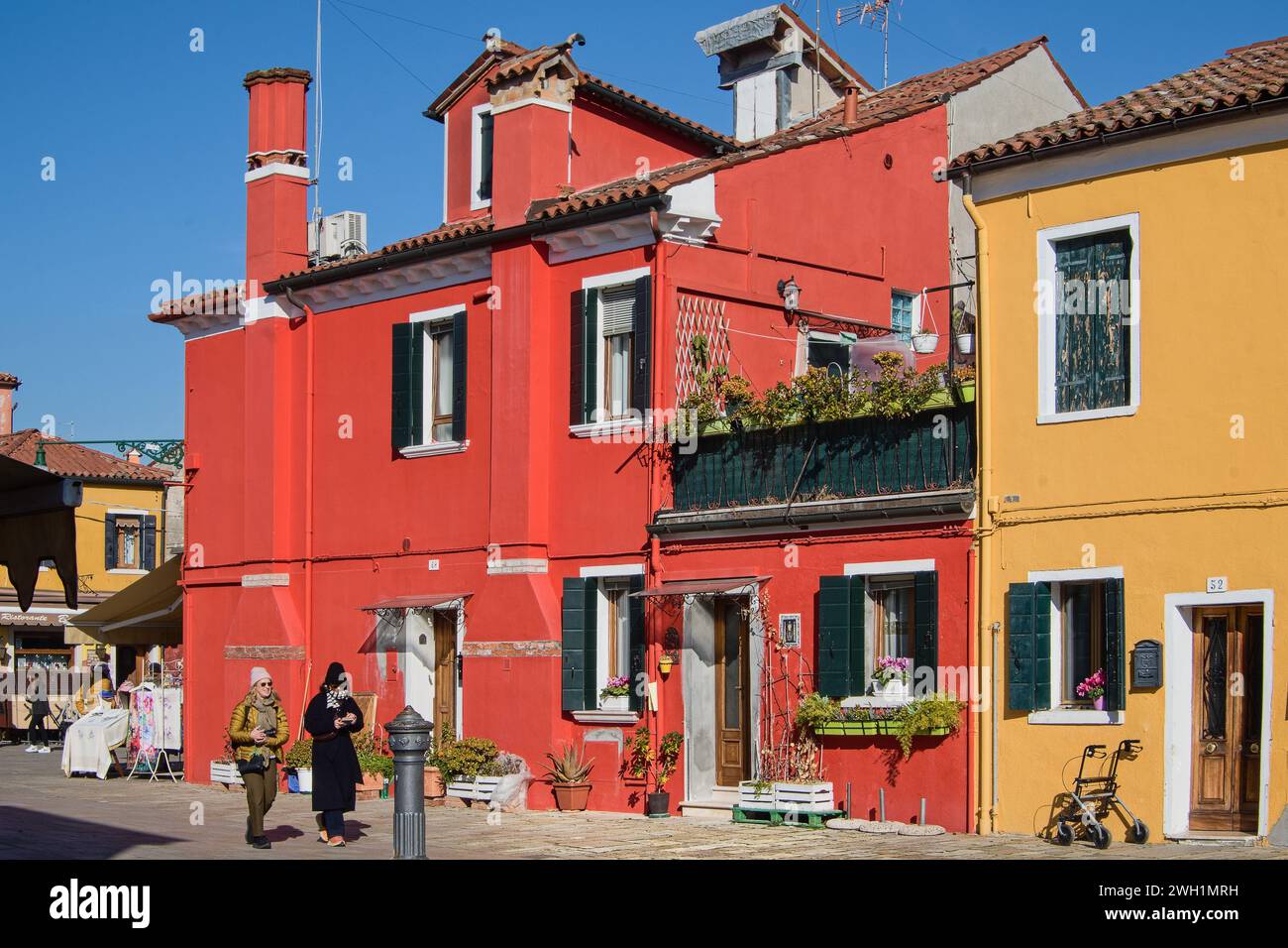 The colorful island of Burano near Venice, Italy on February 2, 2024 ...